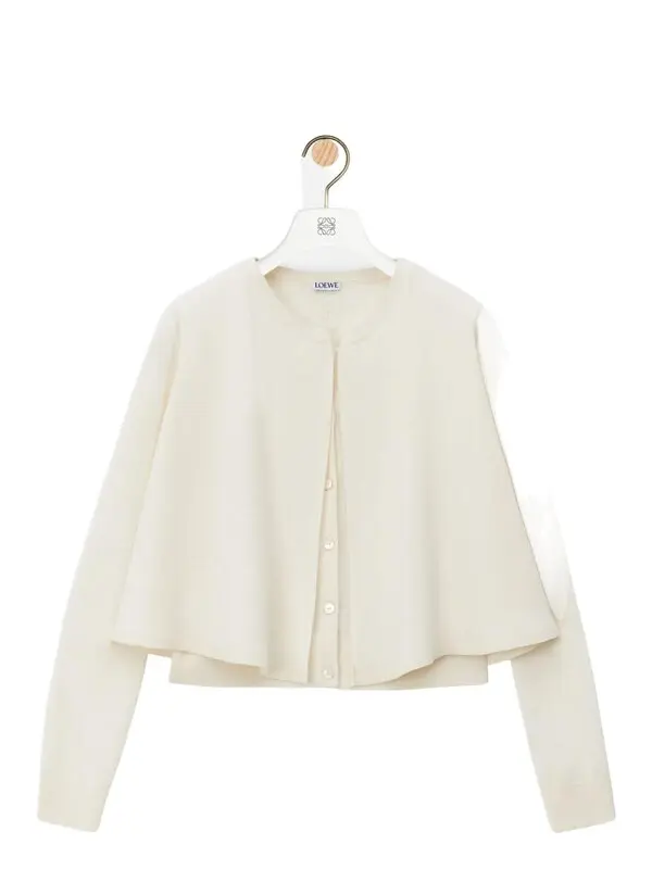 Loewe Wool Cardigan With Crossword Embroidery - White