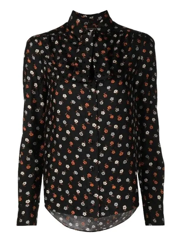 Saint Laurent Floral Print Blouse - Black