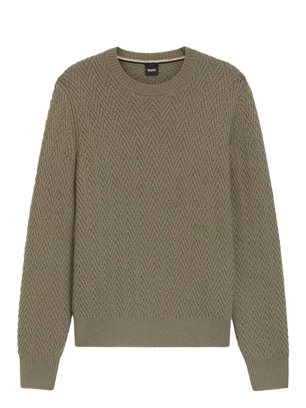 Hugo Boss H-hitalo Herringbone Knitted Sweater - Green