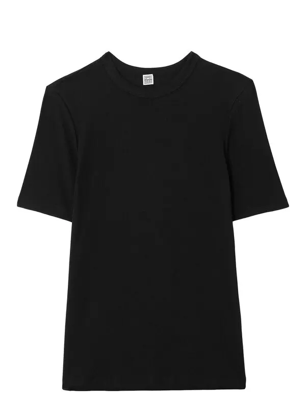 TOTEME Ribbed Cotton T-shirt - Black