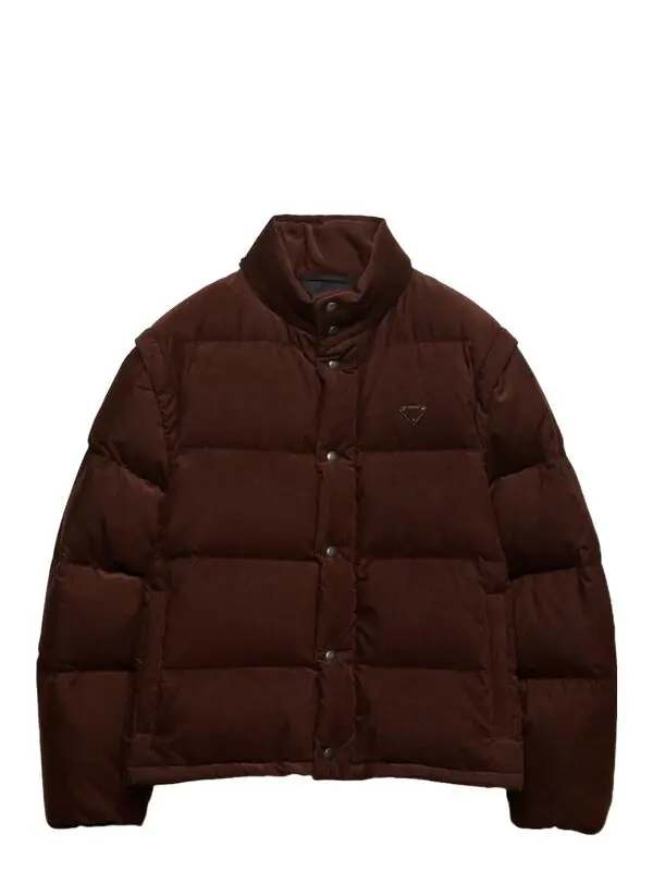 Prada Triangle-logo Button-up Down Jacket - Cocoa Brown