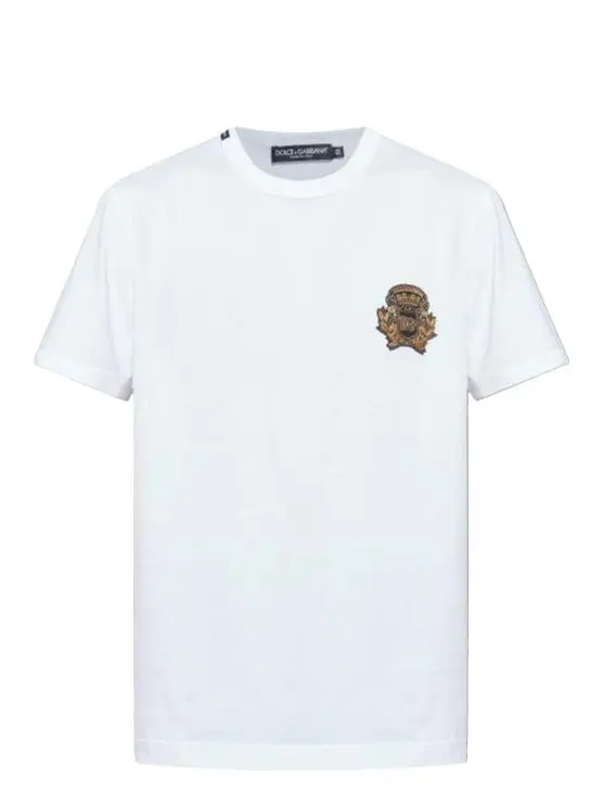 Dolce & Gabbana Crest-embellished Cotton T-shirt - White