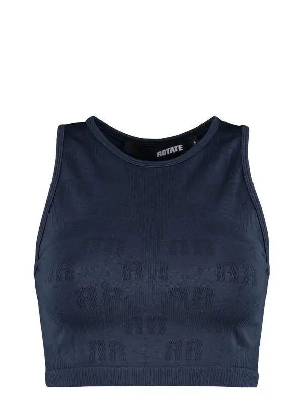 ROTATE BY BIRGER CHRISTENSEN Sleeveless Cropped Jersey Top - Black