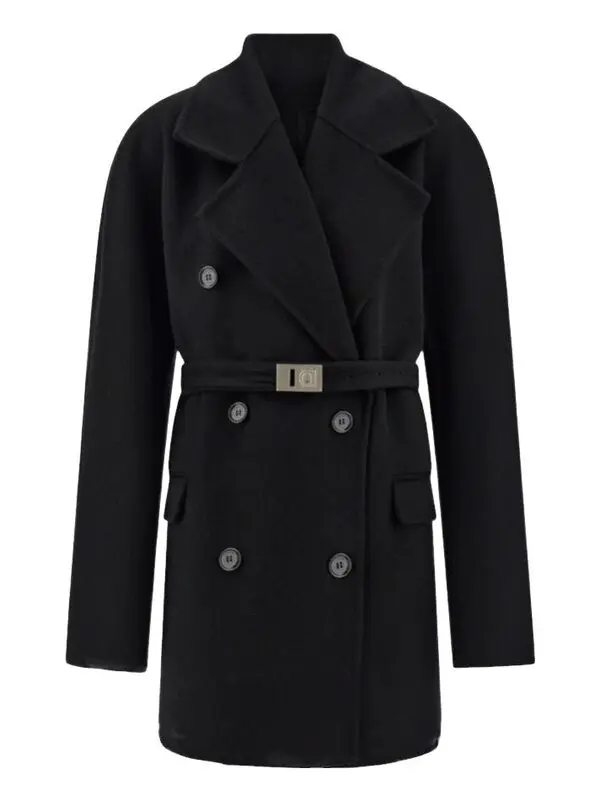 FERRAGAMO Double Breasted Cashmere Jacket - Black