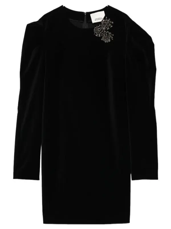 Isabel Marant Étoile Velvet Embellished Round Neck Dress - Black