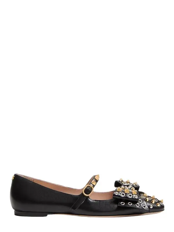 Valentino Garavani Rockstud Bow Ballerina Flats - Black
