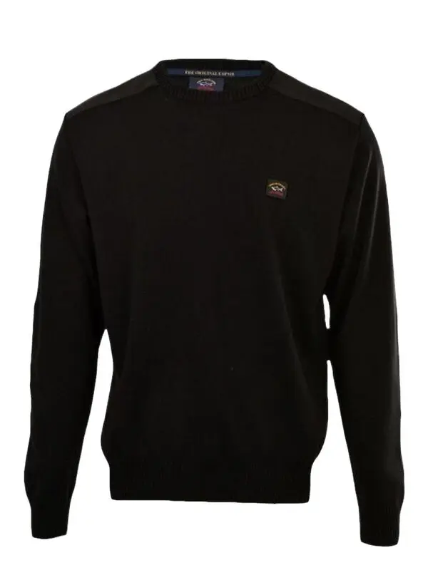PAUL  SHARK Paul & Shark Round Neck Logo Pullover - Black