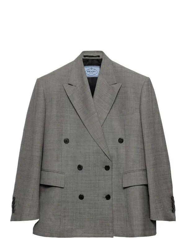 Prada Double-breasted Tailored Blazer - Limestone Ash