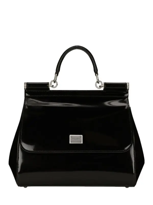 Dolce & Gabbana Logo Plaque Medium Sicily Bag - Black