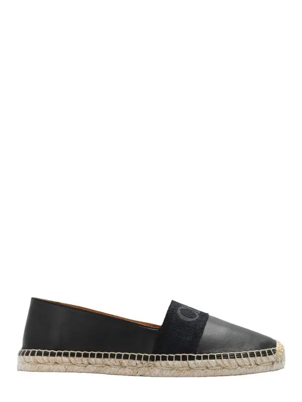 Chloé Piia Embroidered Logo Espadrilles - Black