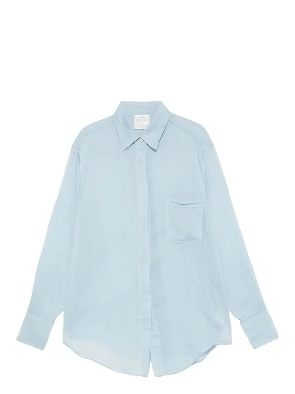 FORTE_FORTE Semi-sheer Collared Shirt - Blue