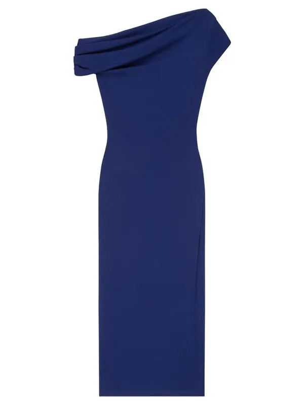 Givenchy Asymmetrical Draped Crepe Midi Dress - Sapphire