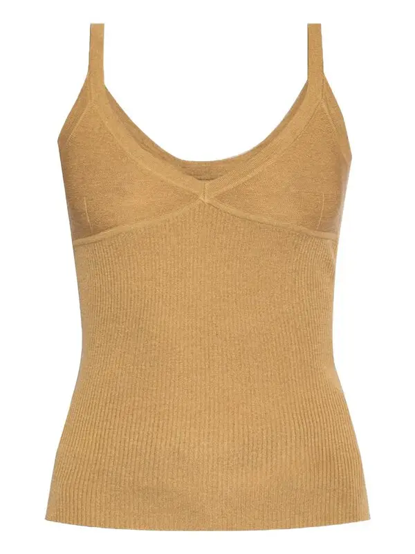 Max Mara Gallura Ribbed Knit V-neck Camisole - Camel