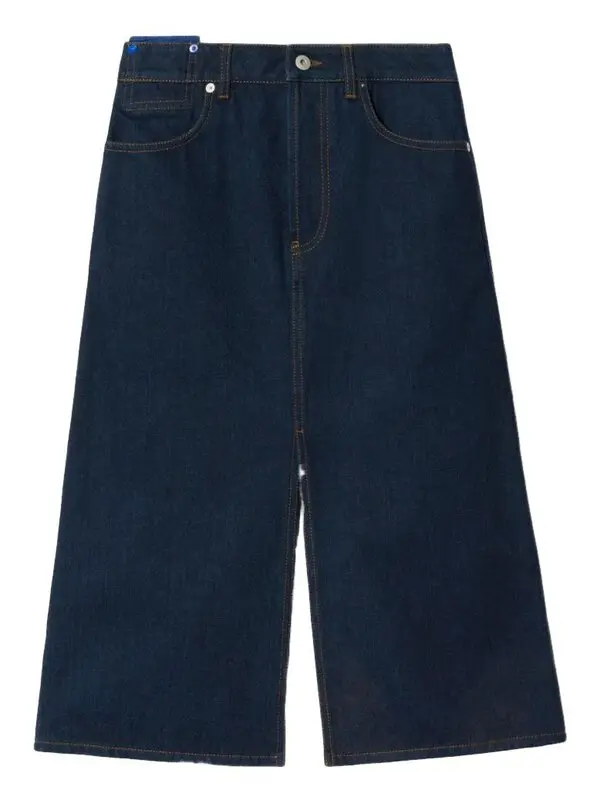 Burberry Japanese Front-slit Denim Midi Skirt - Blue