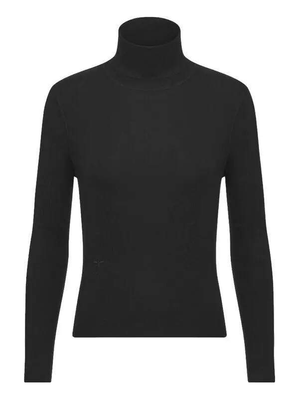 Dior Embroidered Bee Ribbed Turtleneck Sweater - Black