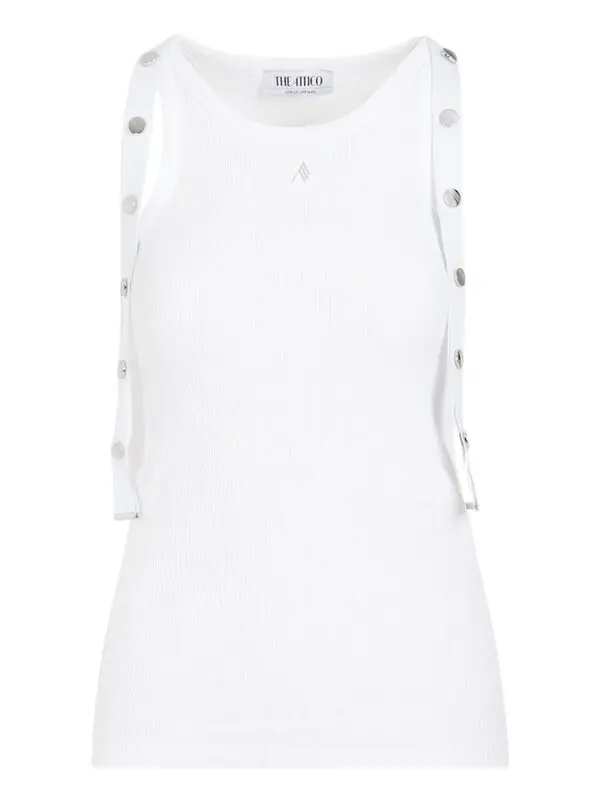 Attico Stud Detail Cotton Tank Top - White