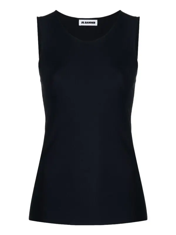JIL SANDER Logo Crewneck Tank Top - Black
