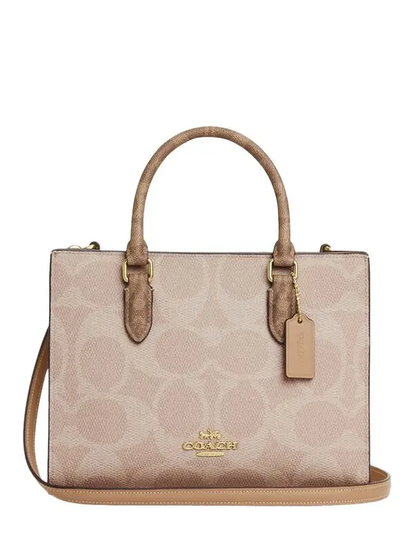 COACH Patterned Top Handle Bag - Sand/tan