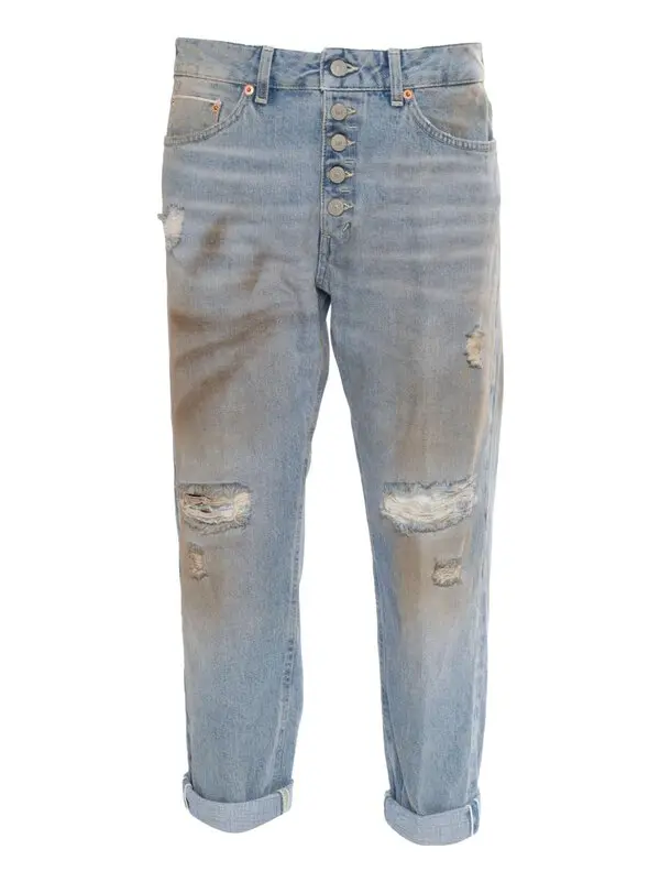 DONDUP Koons Tapered Distressed Jeans - Gray