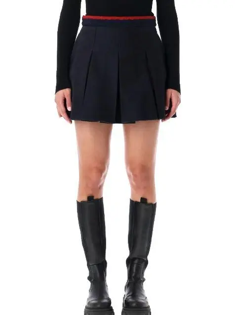 Moncler Pleated Mini Skirt With Side Zipper - Midnight Blue