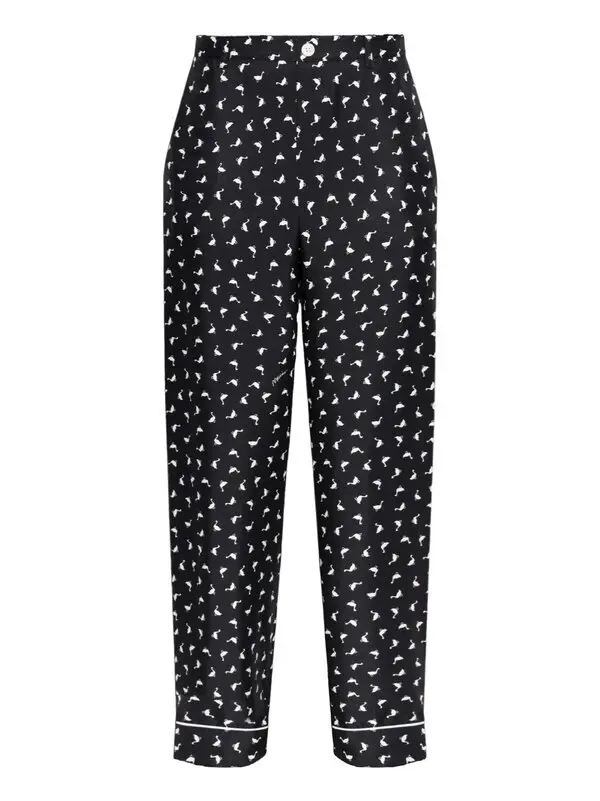 Moschino Printed Satin Trousers - Black