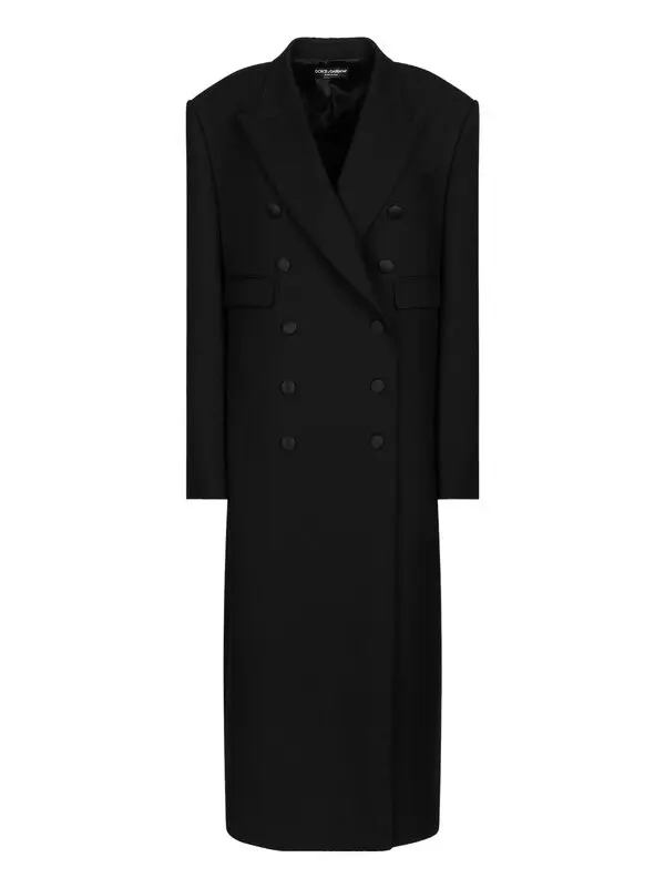 Dolce & Gabbana Long Double-breasted Tuxedo Coat - Black