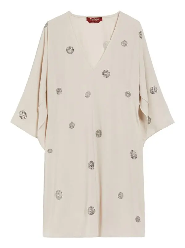 Max Mara Deep V-neck Blouse With Embroidered Dots - Nude
