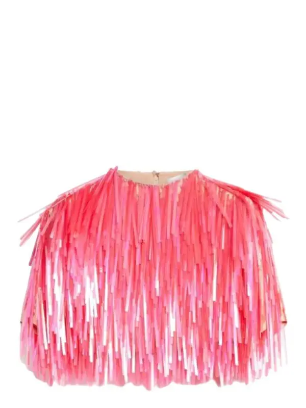 Sportmax Fringed Sequined Cropped Top - Pink