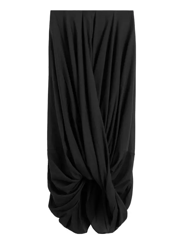 TOTEME Cocoon Draped Midi Skirt - Black
