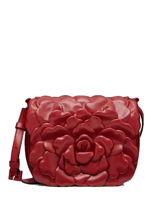 Valentino Garavani Atelier Foldover Top Crossbody Bag With 3d Rose Embellishment - Red