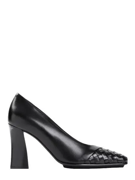 Bottega Veneta Woven Square Toe High Heel Pumps - Black