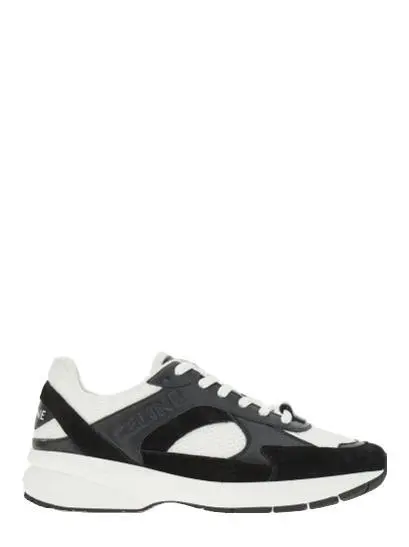 Celine Runner Cr-03 Low Lace-up Sneakers In Mesh, Calfskin, And Suede Calfskin - Black