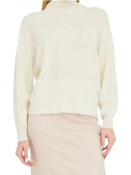 Liu Jo Beaded Puff Sleeve Jumper With Ribbed Trims - White