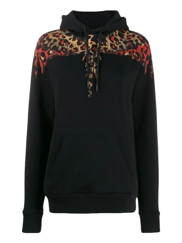 MARCELO BURLON COUNTY OF MILAN Leopard Print Wing Hooded Sweater - Black