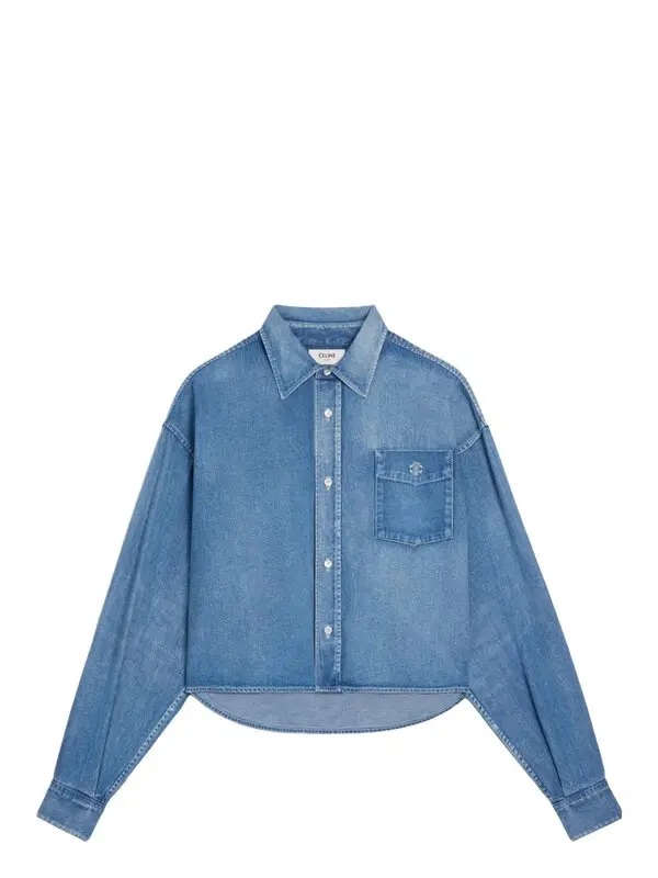 Celine Cropped Denim Shirt - Blue