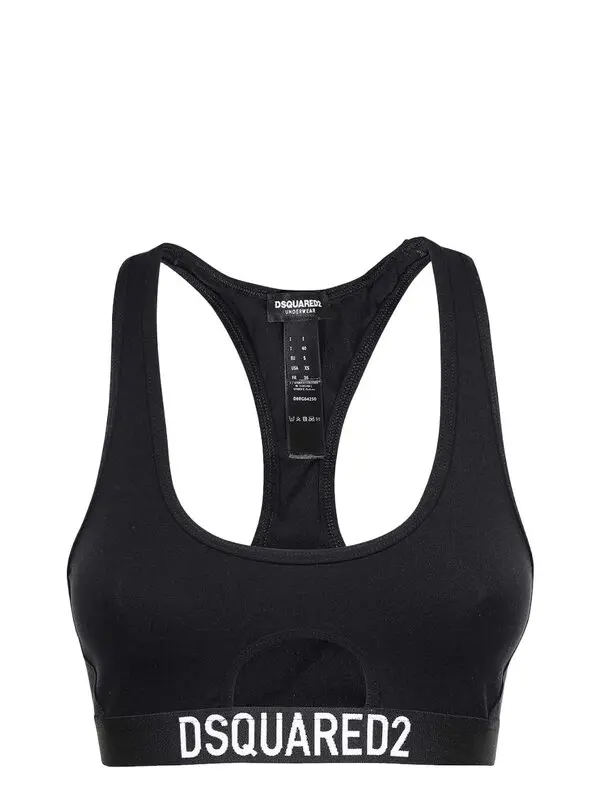 Dsquared2 Logo Underband Sports Crop Top - Black