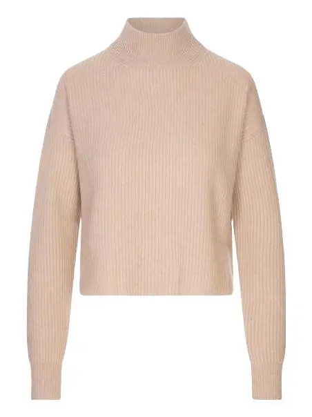 Max Mara Ribbed Funnel Neck Sweater - Beige
