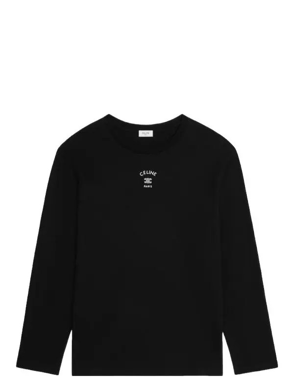 Celine Long-sleeved T-shirt With Logo - Black And White