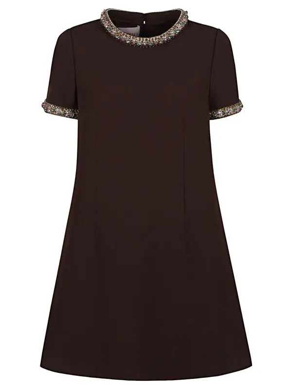 Valentino Garavani Embellished Crewneck Short-sleeved Mini Dress - No