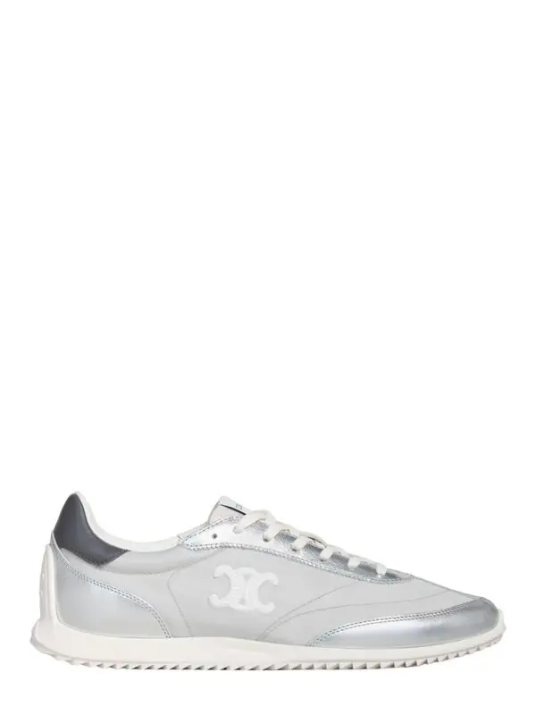 Celine Racer Sneakers In Nylon, Laminated Calfskin, And Calfskin - Light Gray/silver