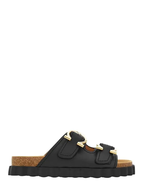 FERRAGAMO Gancini Buckled Sandals - Black