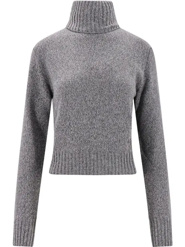 Ami High-neck Knitted Jumper - Gray