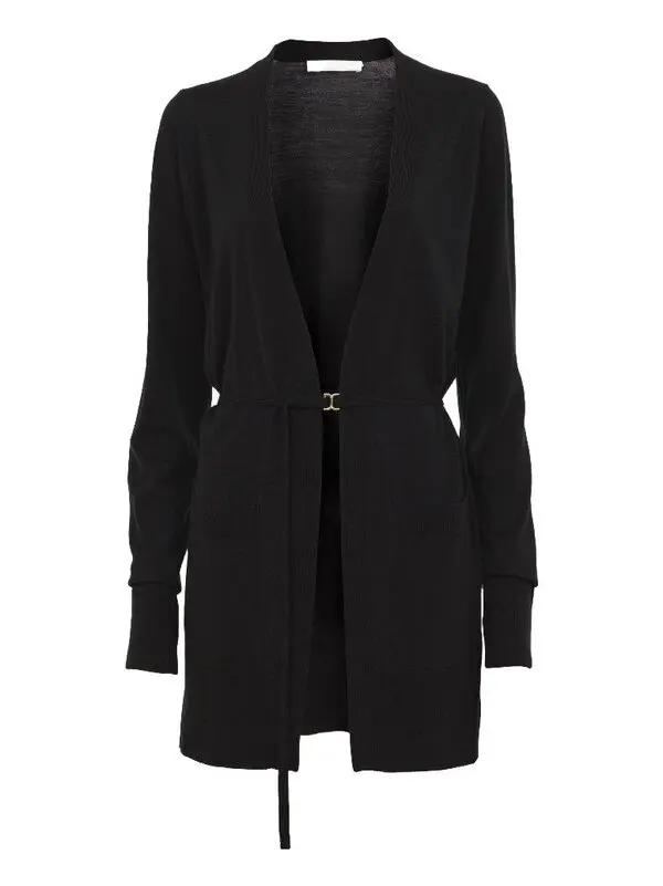 Chloé Belted Long-sleeved Cardigan - Black