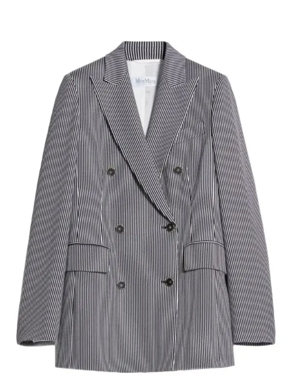 Max Mara Peak Lapel Striped Blazer - Blue
