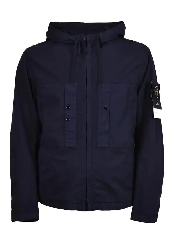 Stone Island Drawstring Hooded Jacket - Blue