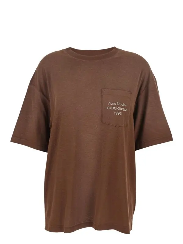 Acne Studios Washed Logo Pocket T-shirt - Brown