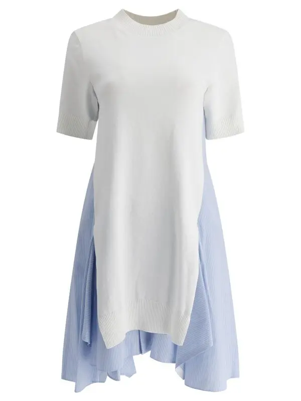 Sacai Poplin Stripe-detail Dress - White