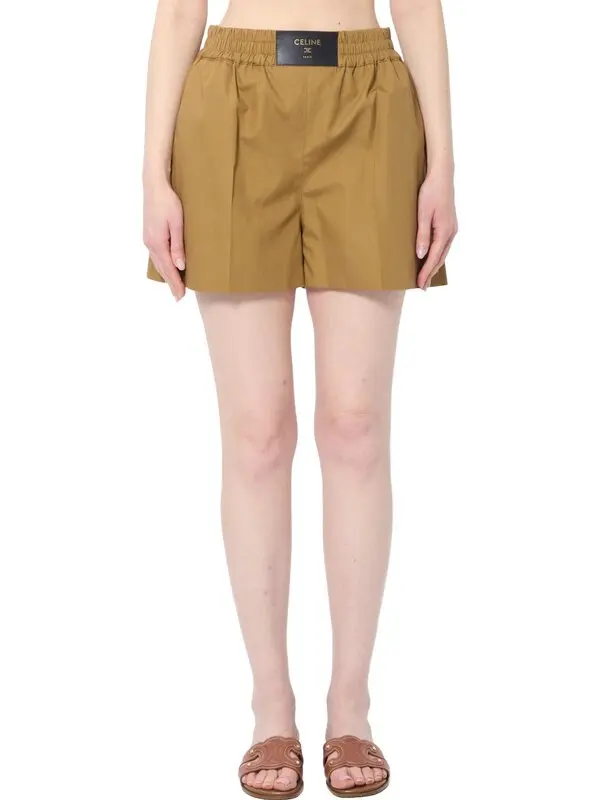 Celine Cotton And Linen Blend Shorts - Chestnut Brown