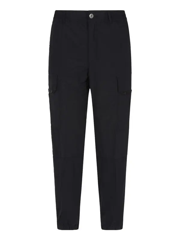 PARAJUMPERS Cargo Trousers With Logo Patch - Black