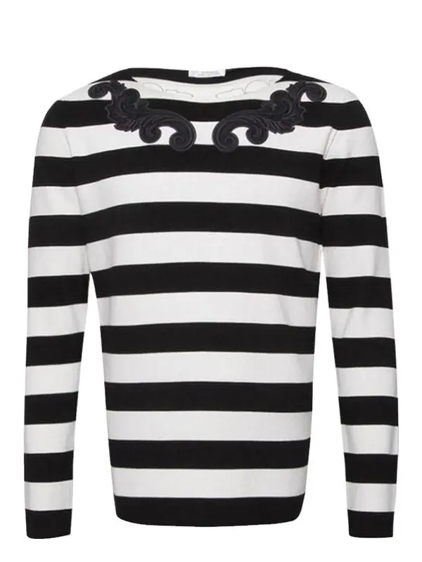 Versace Striped Round-neck Sweater - Black